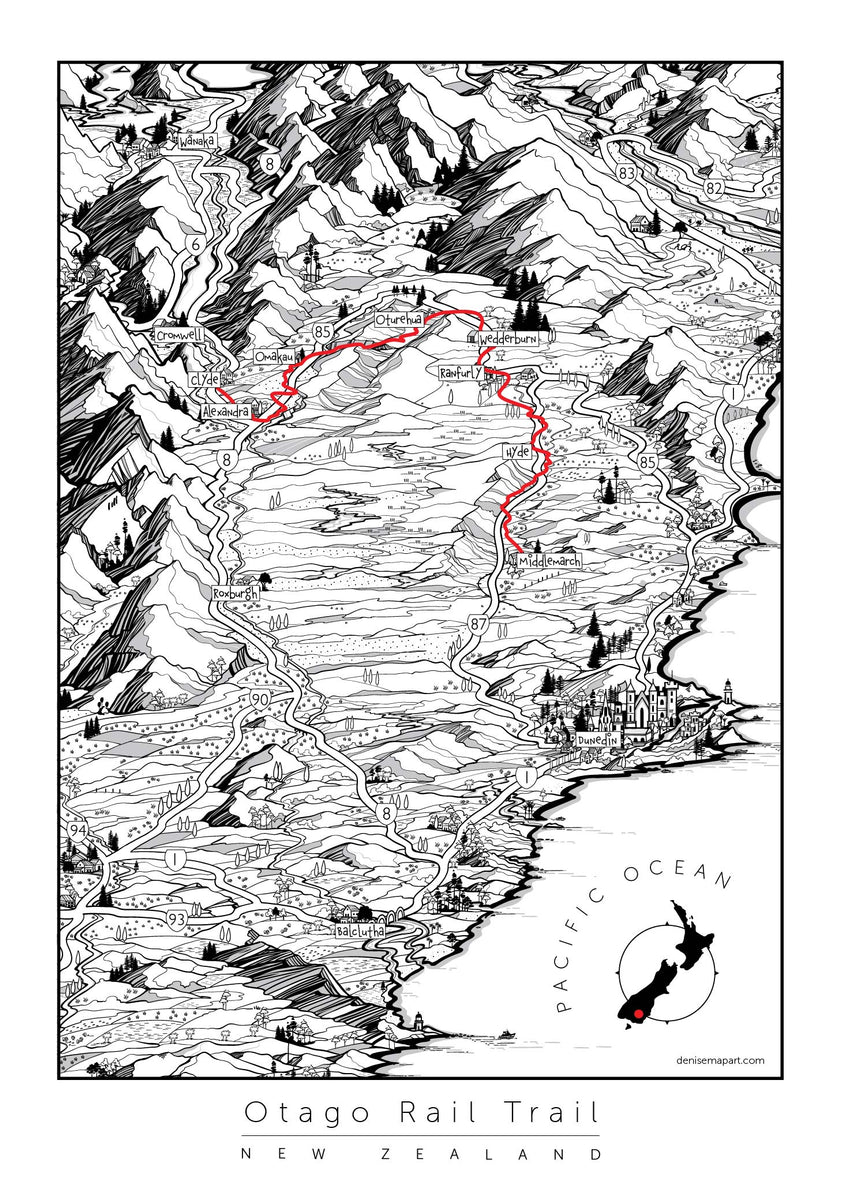 Otago Rail Trail – Denise Map Art