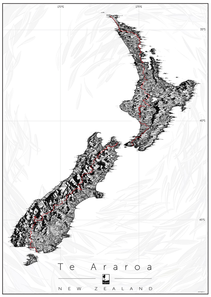 Te Araroa Walking Trail – Denise Map Art