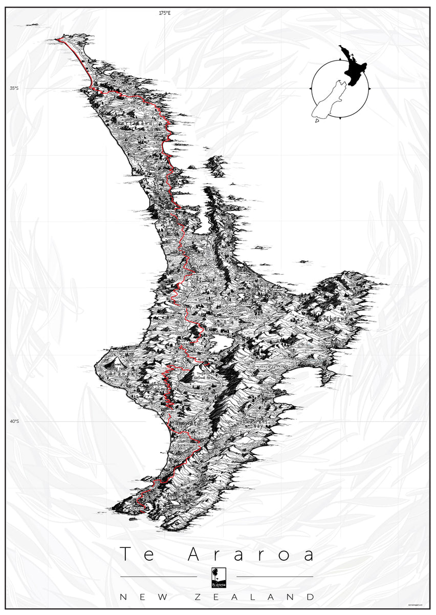 Te Araroa Walking North Island – Denise Map Art